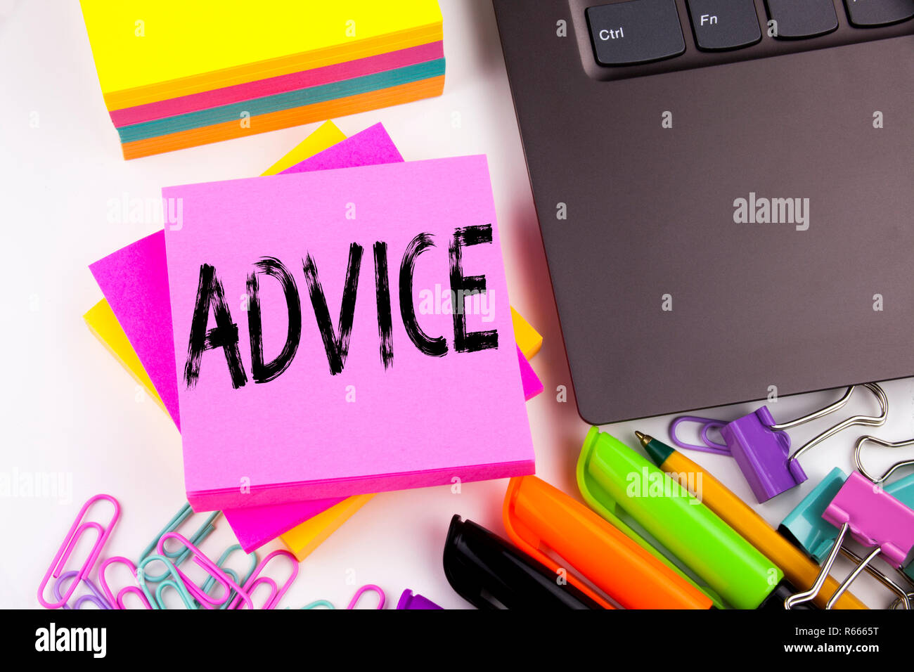 Writing text showing Advice made in the office with surroundings such ...