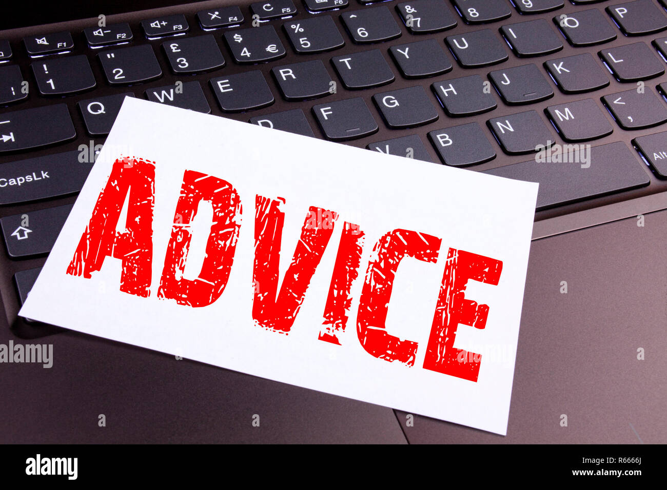 Writing Advice text made in the office close-up on laptop computer ...