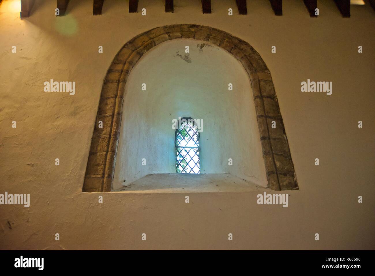 Penmon Priory St Seiriol's Church interior Stock Photo - Alamy