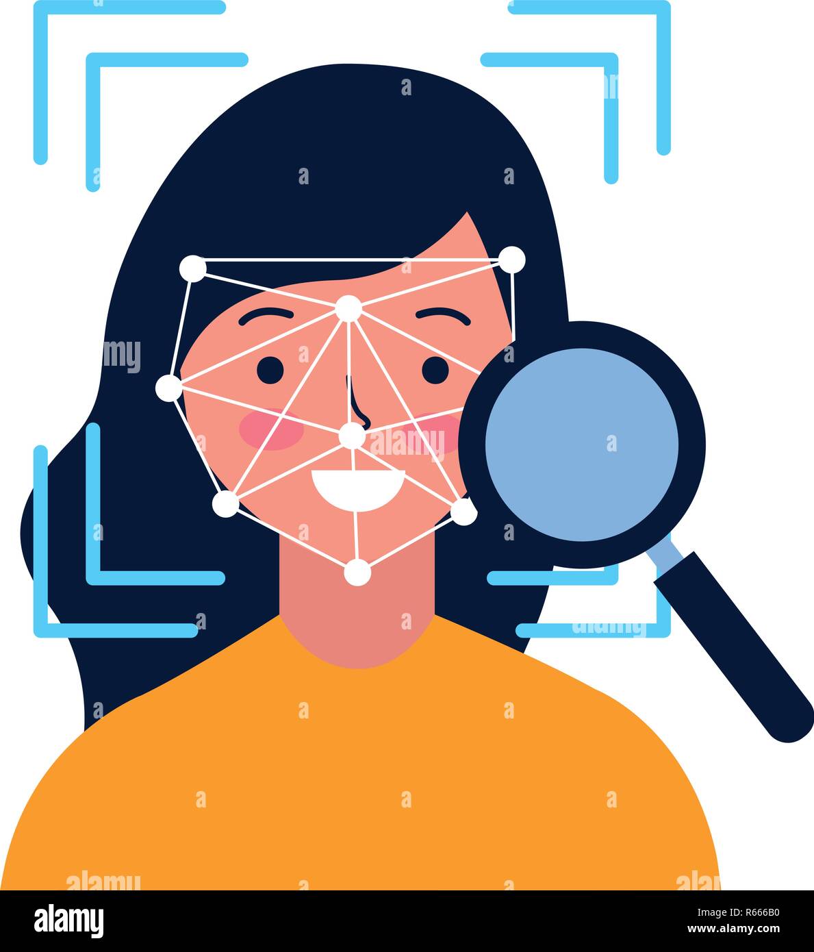 woman face scan biometric analysis vector illustration Stock Vector ...