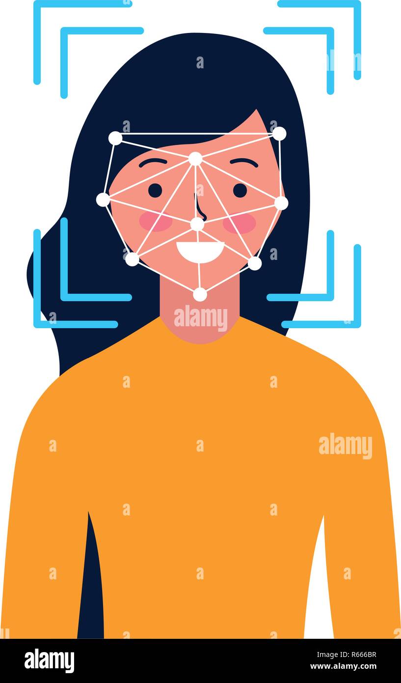 woman face scan process gadget vector illustration Stock Vector Image ...