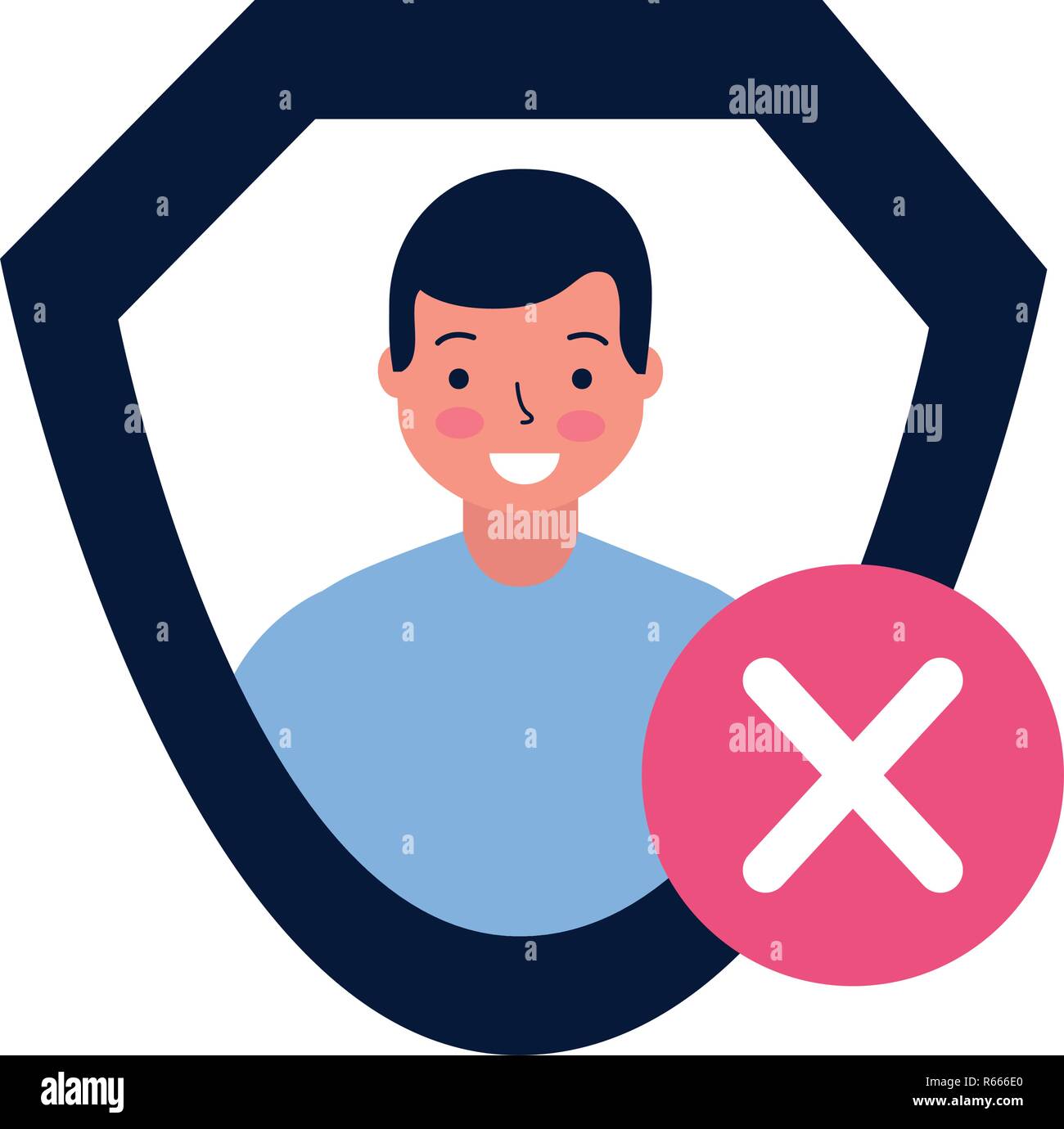 man shield protection error sign vector illustration Stock Vector Image ...