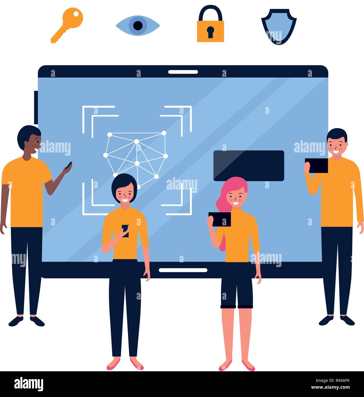 people face scan devices security recognition vector illustration Stock ...