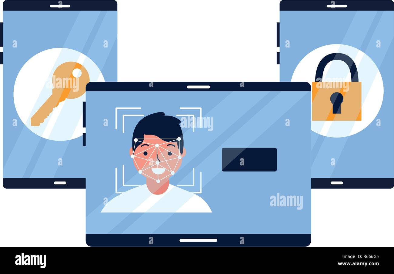 technology biometric face scan security key vector illustration Stock ...