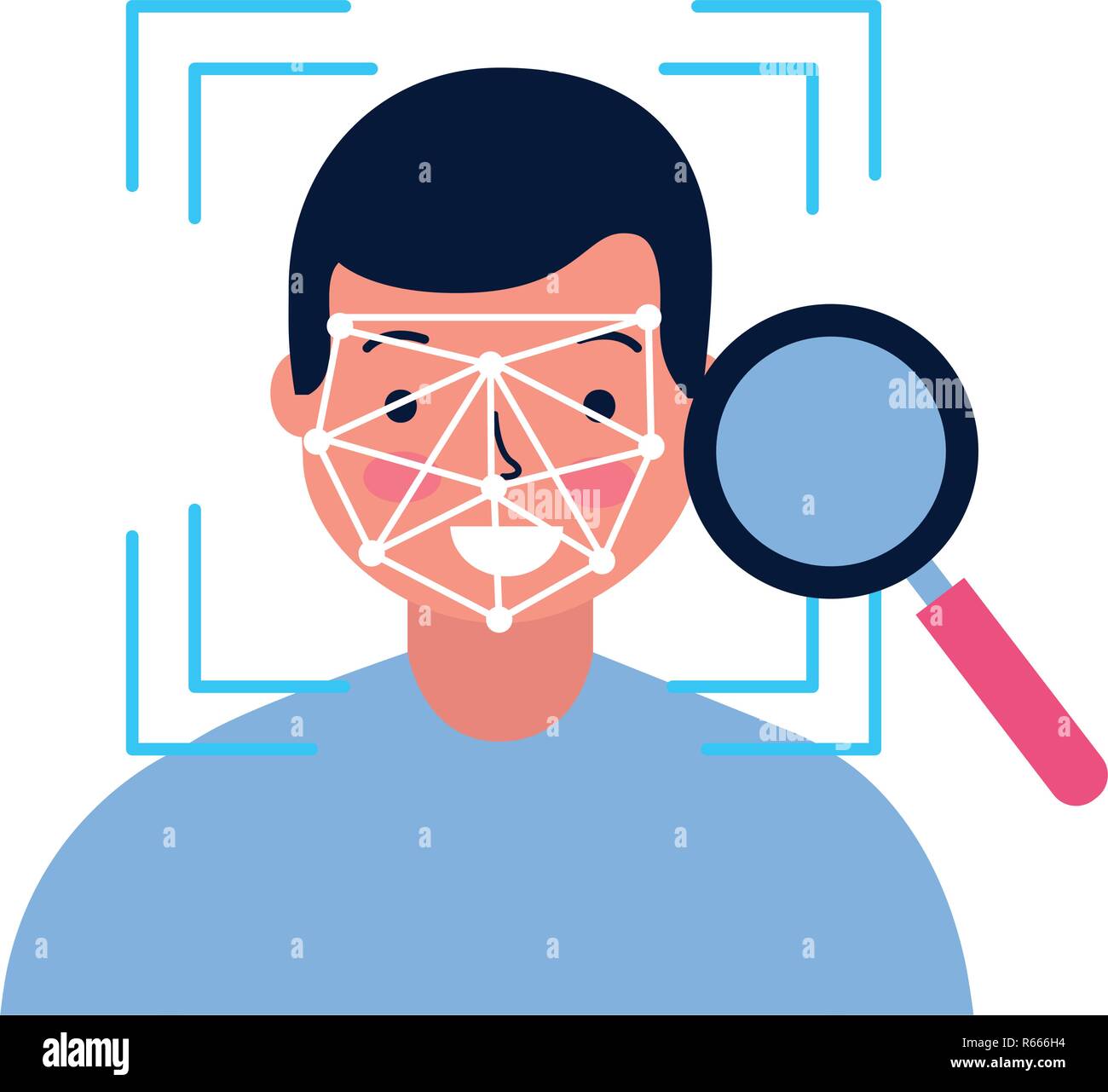 man face scan biometric analysis vector illustration Stock Vector Image ...