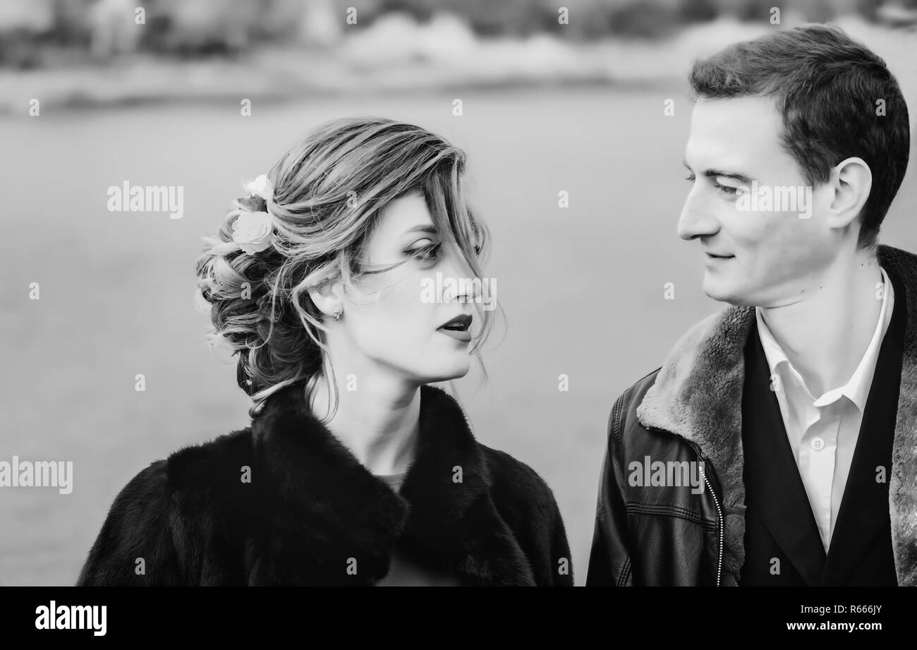 Monochrome Portrait Of Loving Couple Stock Photo - Alamy