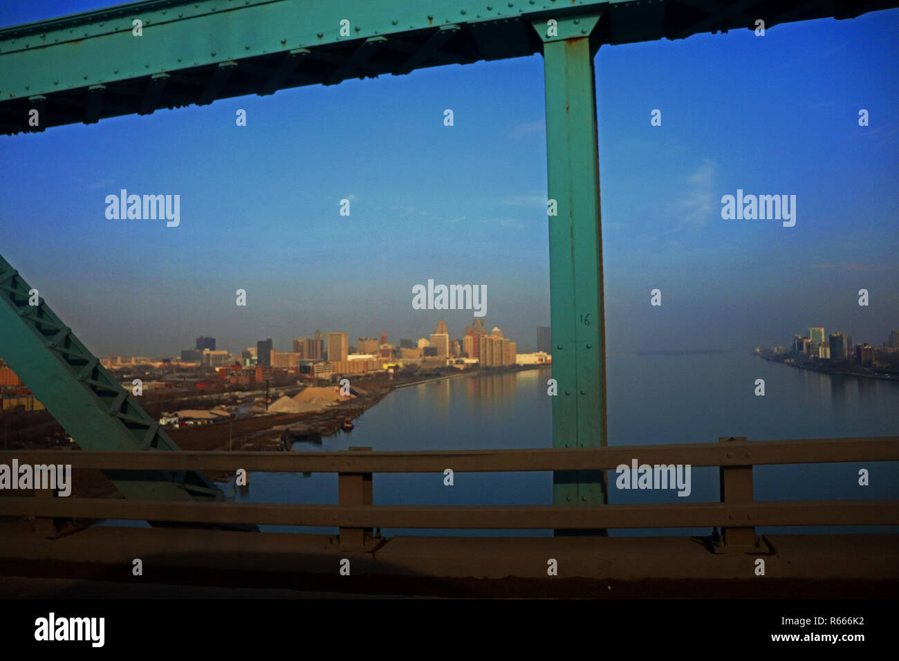Veiw from the ambassador bridge of a dark sky hi-res stock photography ...
