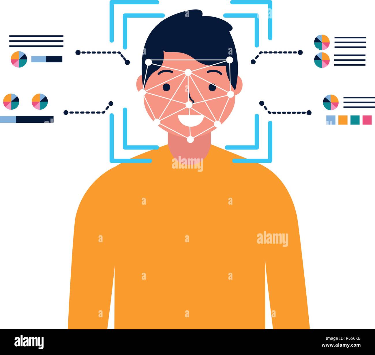 man face scan biometric digital technology vector illustration Stock ...
