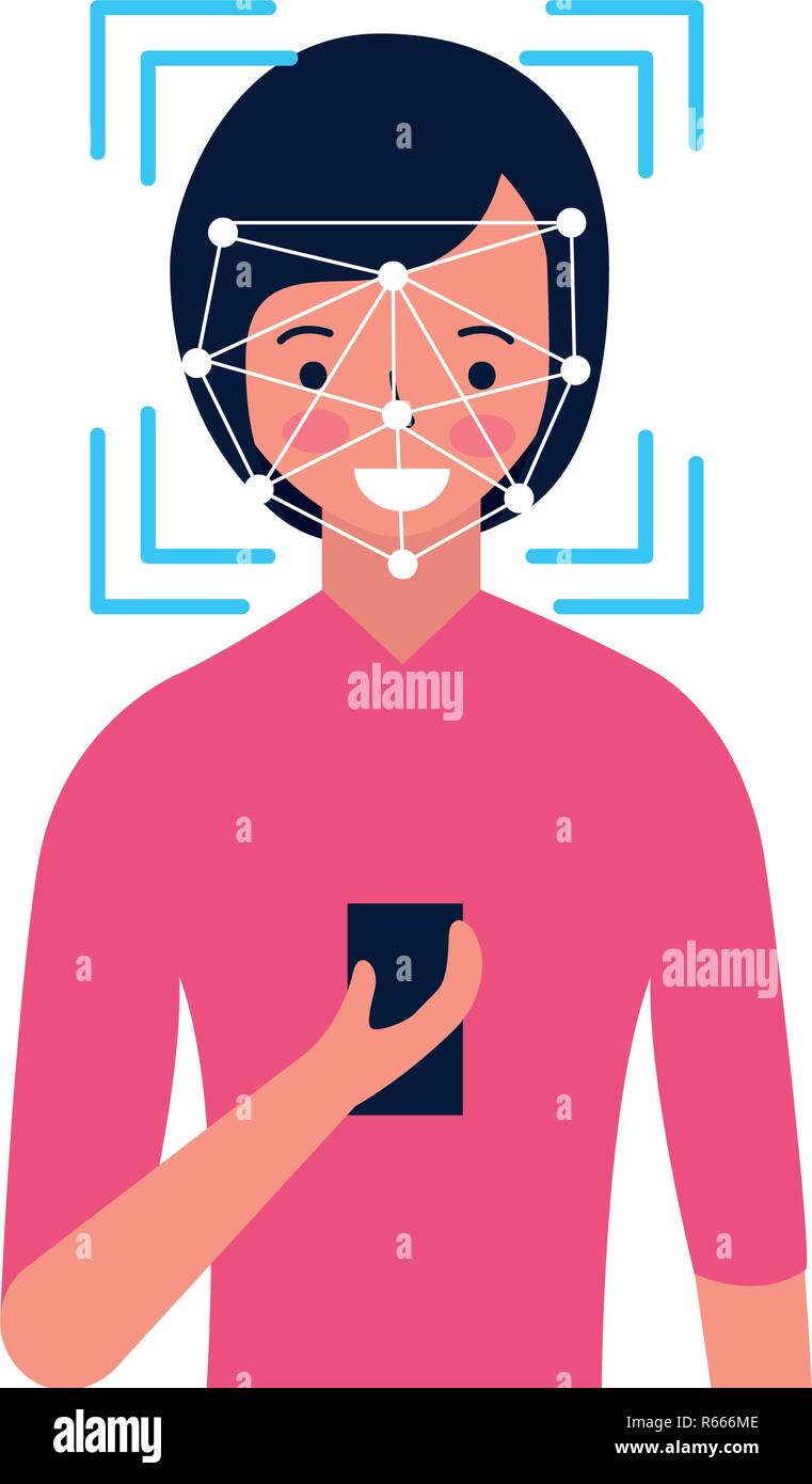 woman face scan process gadget vector illustration Stock Vector Image ...