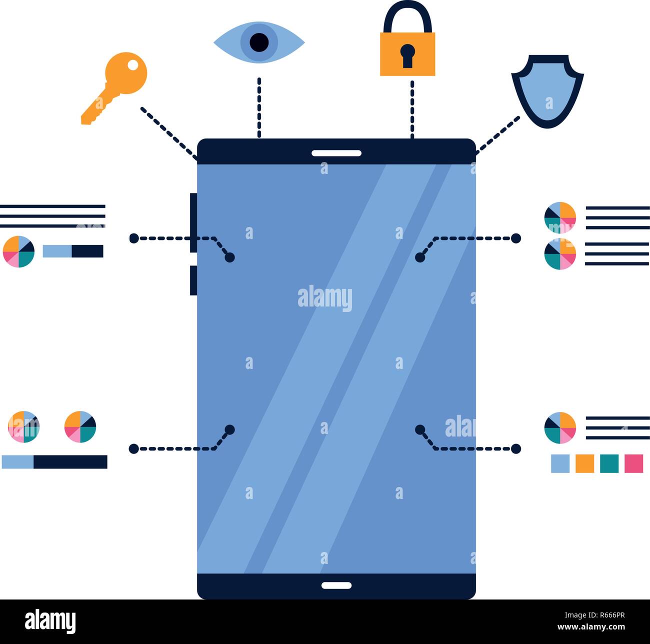 smartphone device security digital scan vector illustration Stock ...