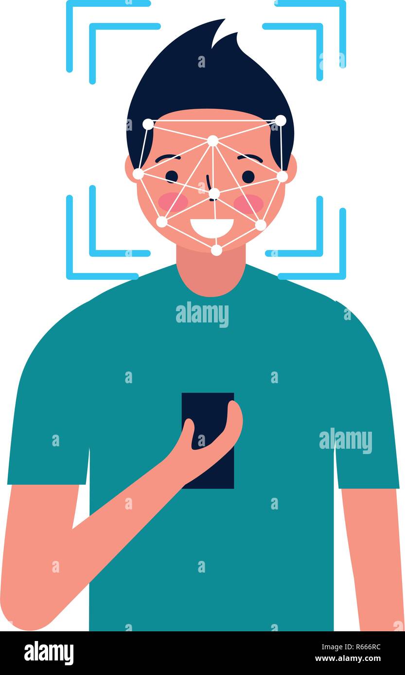 man face scan biometric digital technology vector illustration Stock ...