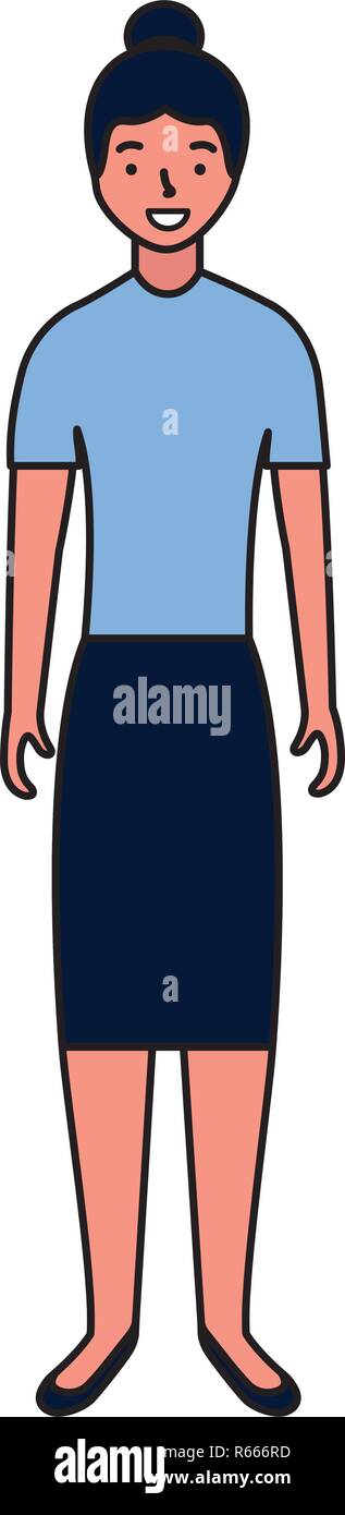 woman standing character white background vector illustration Stock ...