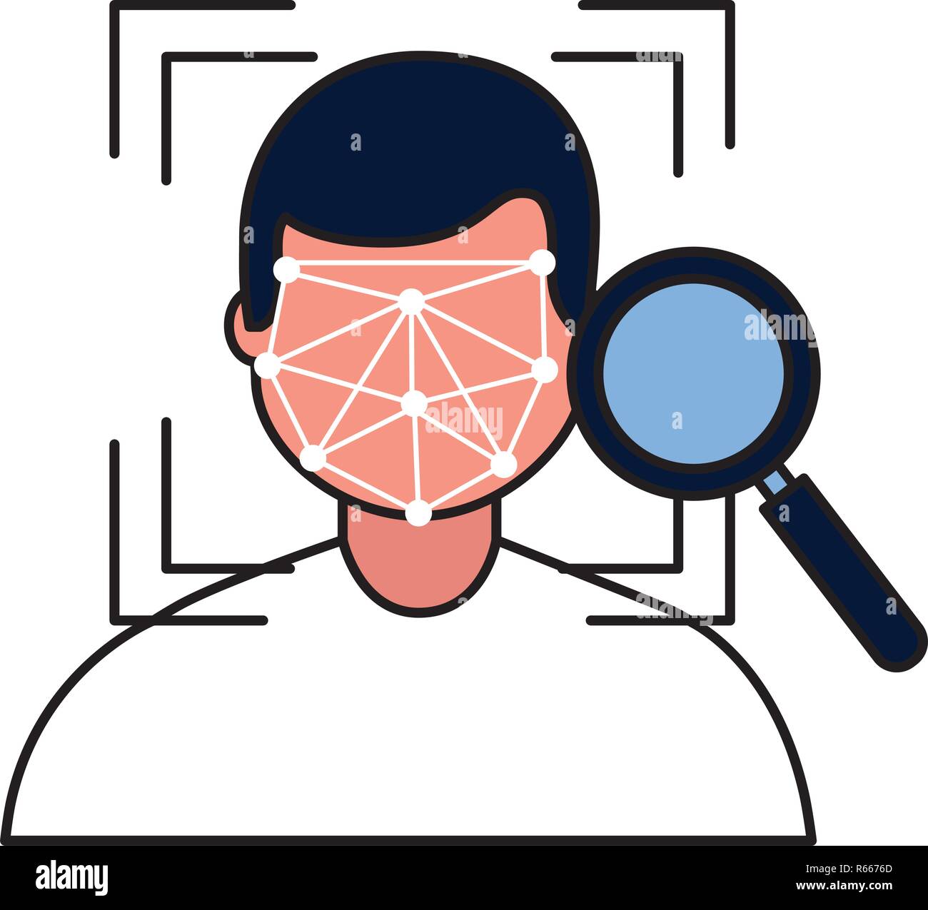 man face scan biometric analysis vector illustration Stock Vector Image ...