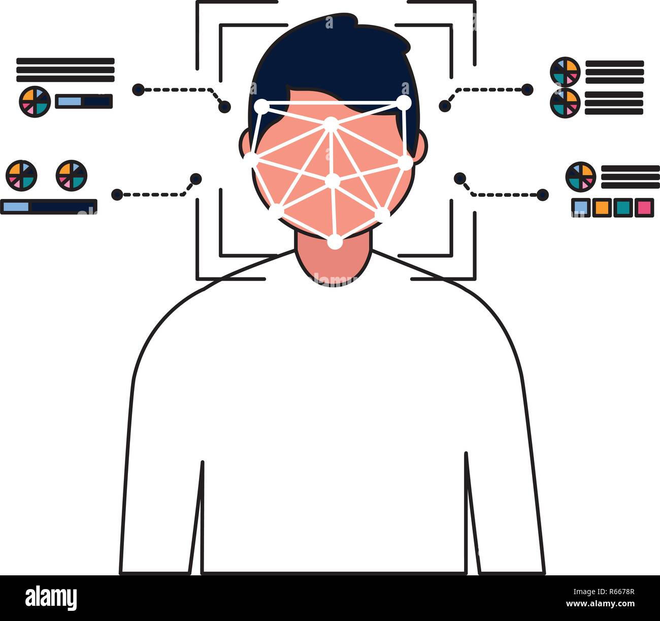 man face scan biometric digital technology vector illustration Stock ...