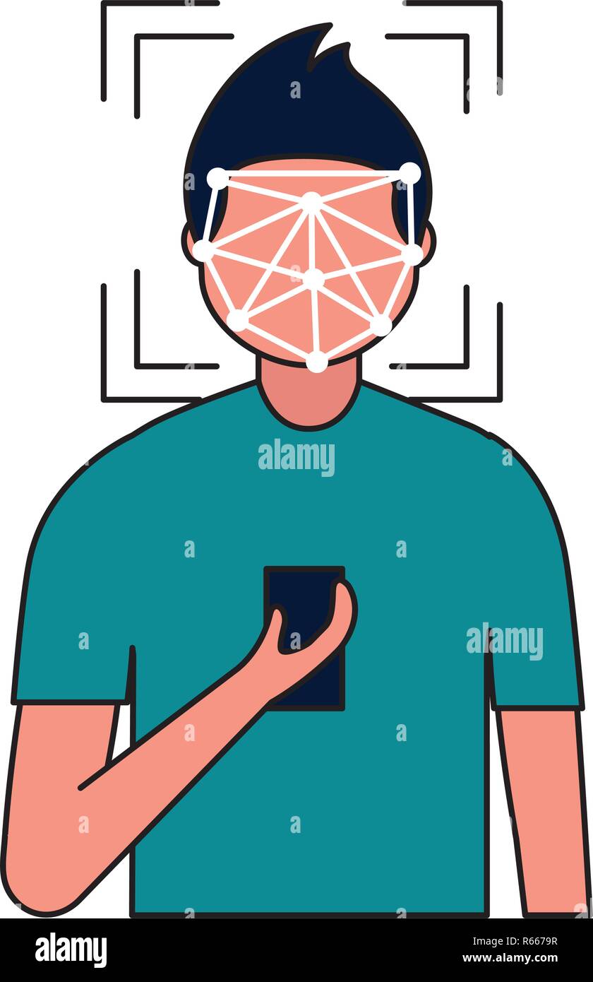 man face scan biometric digital technology vector illustration Stock ...