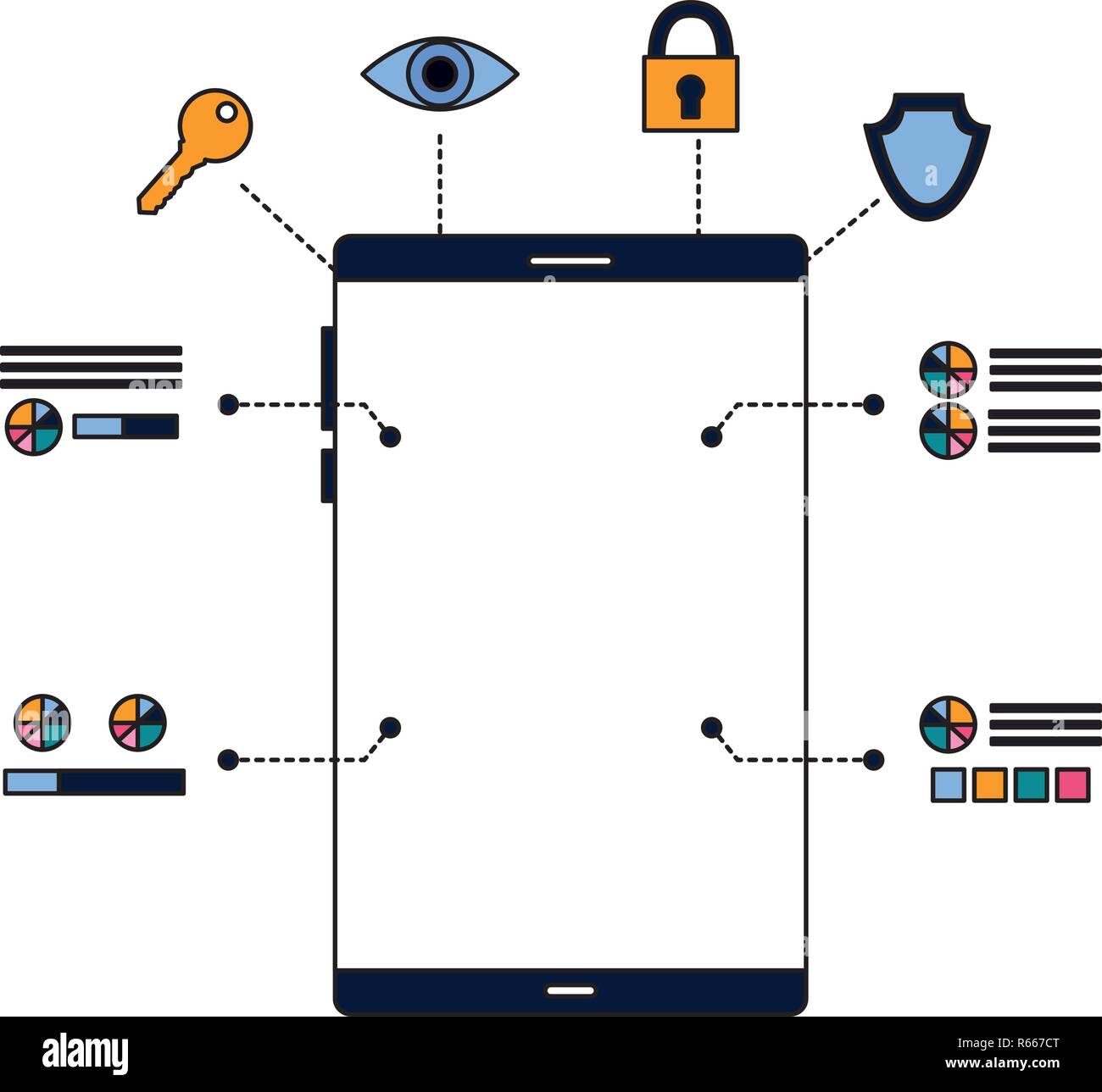 smartphone device security digital scan vector illustration Stock ...