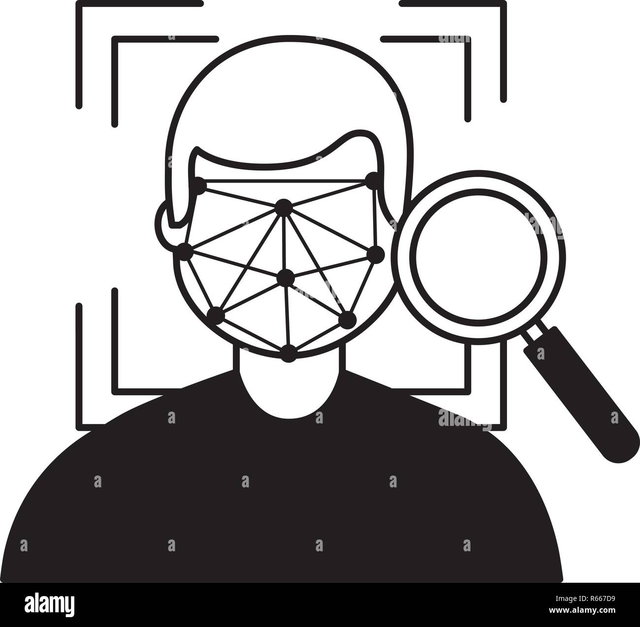 man face scan biometric analysis vector illustration Stock Vector Image ...