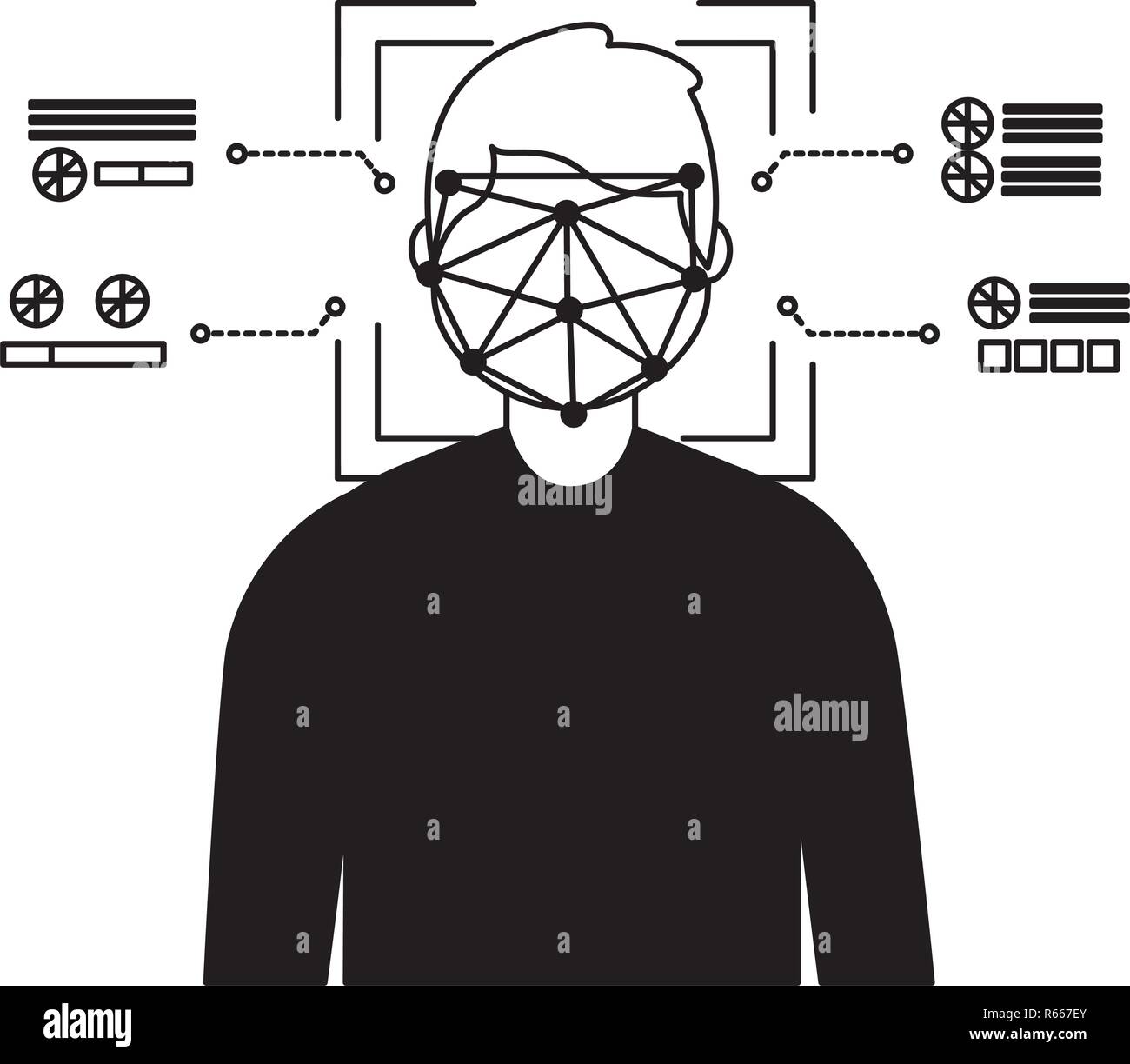 man face scan biometric digital technology vector illustration Stock ...
