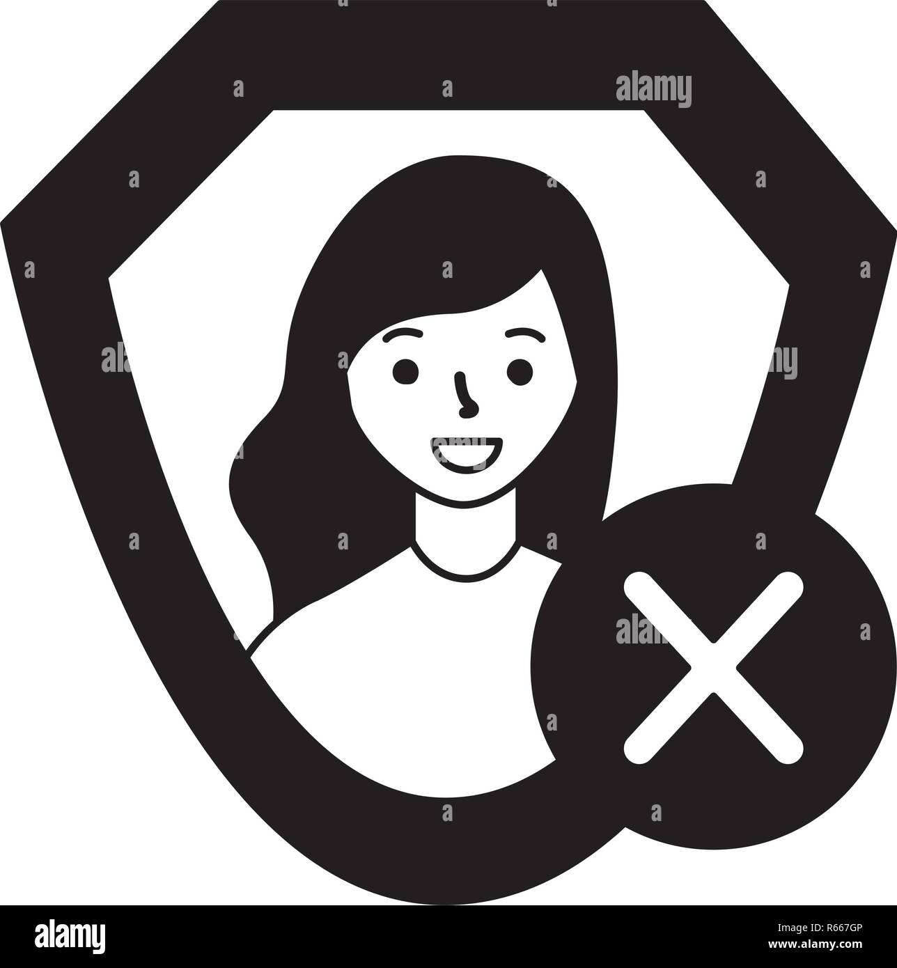 woman shield protection error sign vector illustration Stock Vector ...