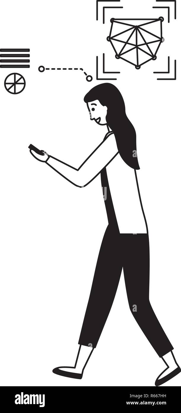 woman face scan using smartphone vector illustration Stock Vector Image ...