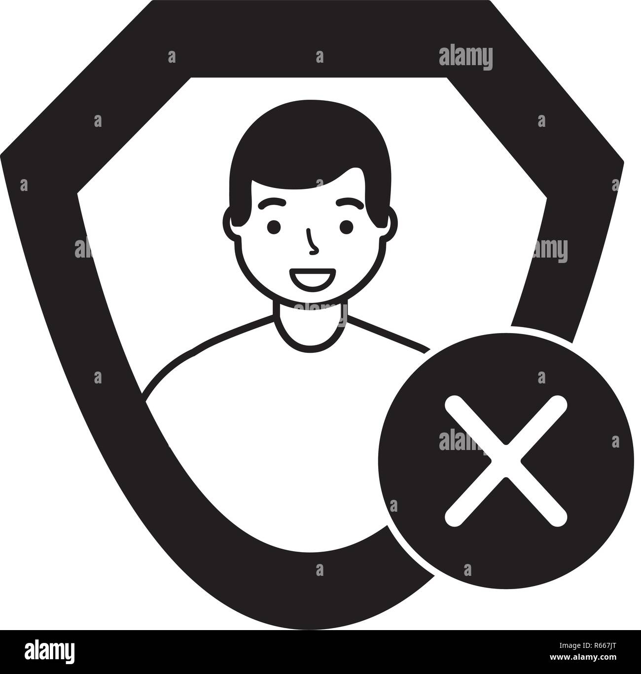 man shield protection error sign vector illustration Stock Vector Image ...