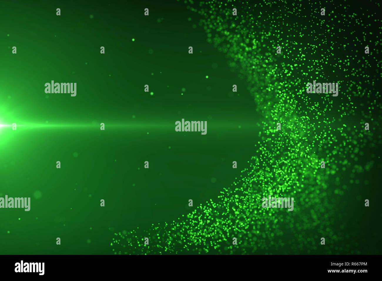 Floating particles wave green futuristic background Computer genegated ...