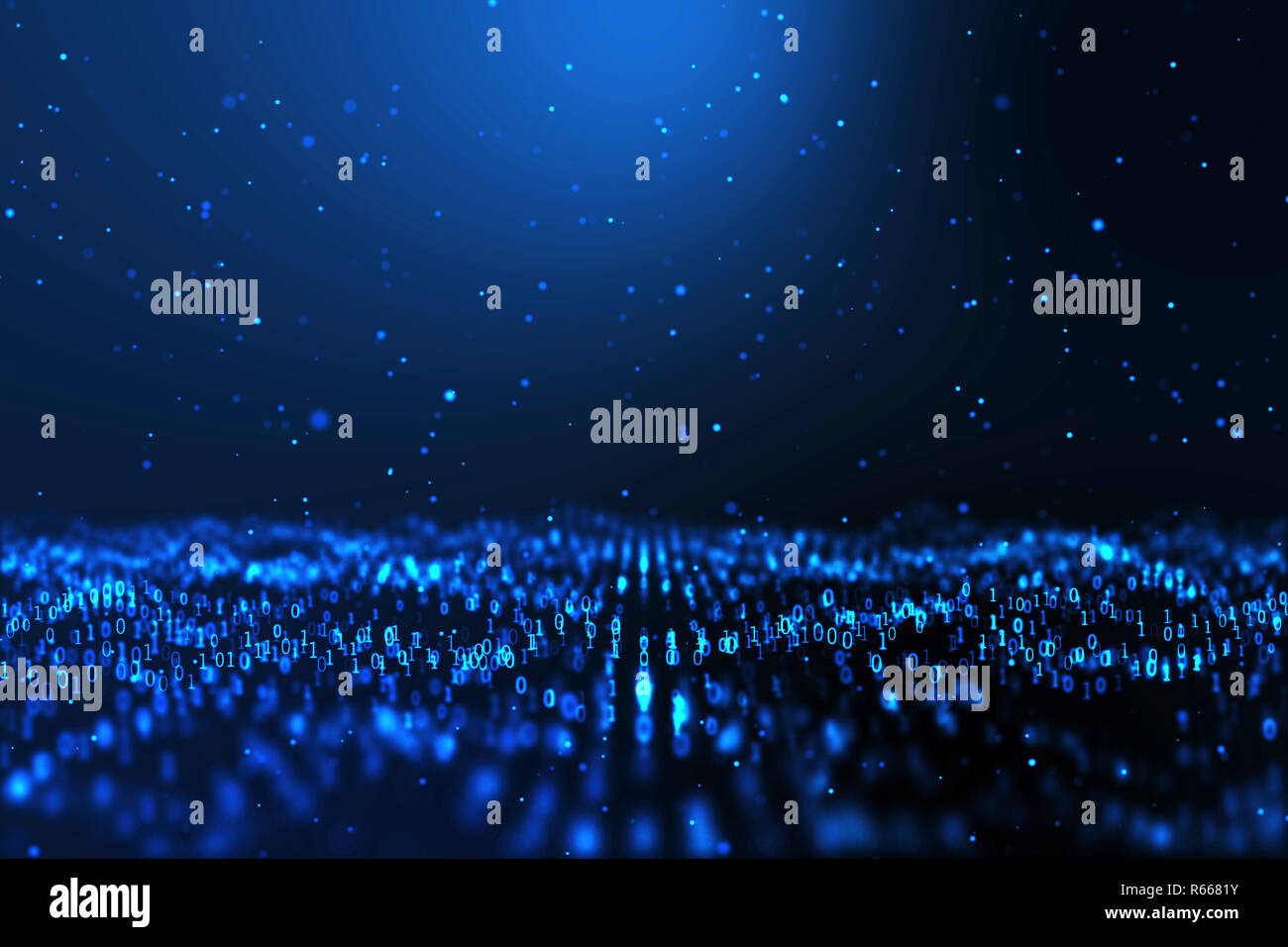 Digital binary ocean of information concept blue background computer ...
