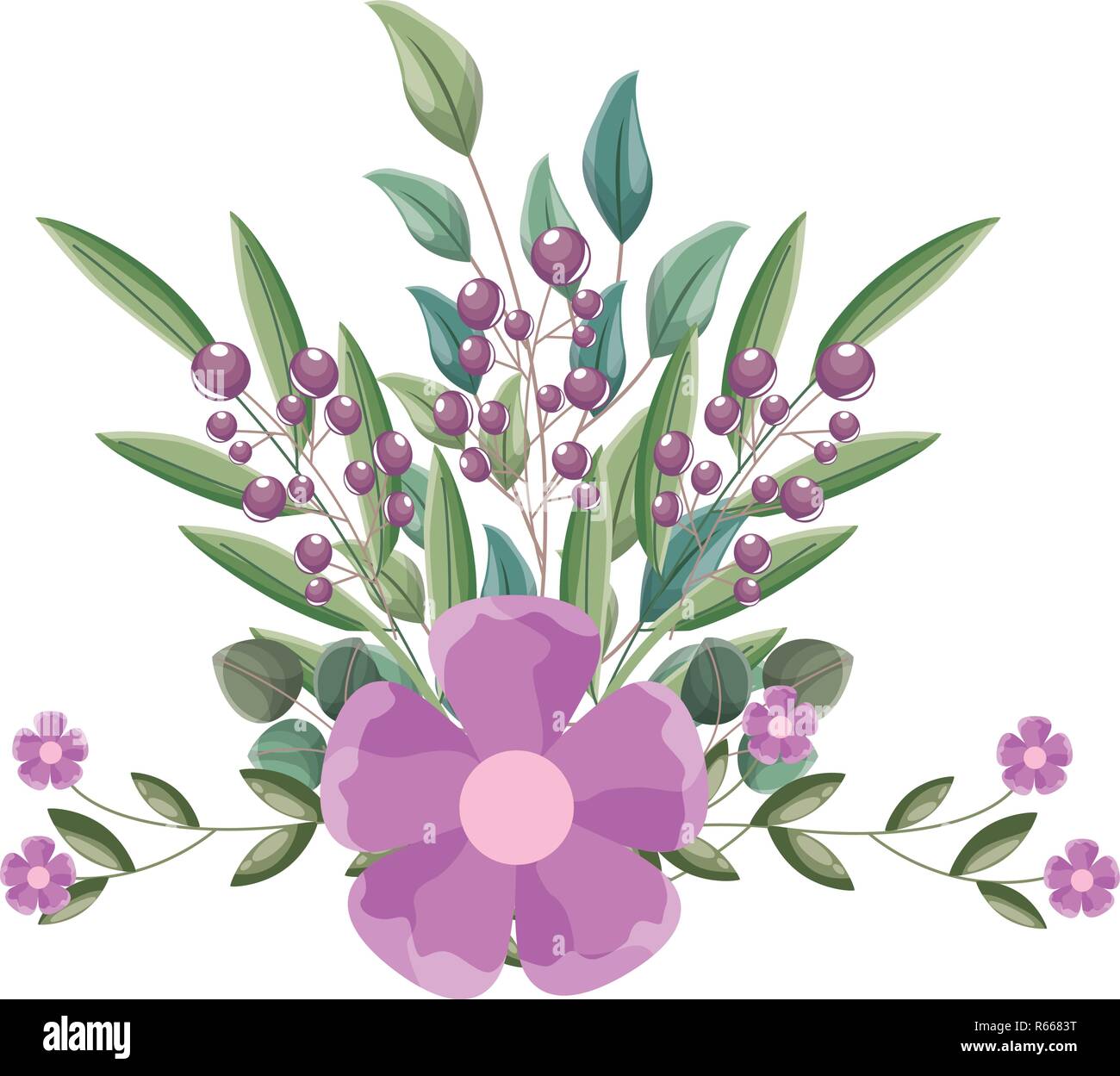 flowers stem botanical on white background vector illustration Stock ...