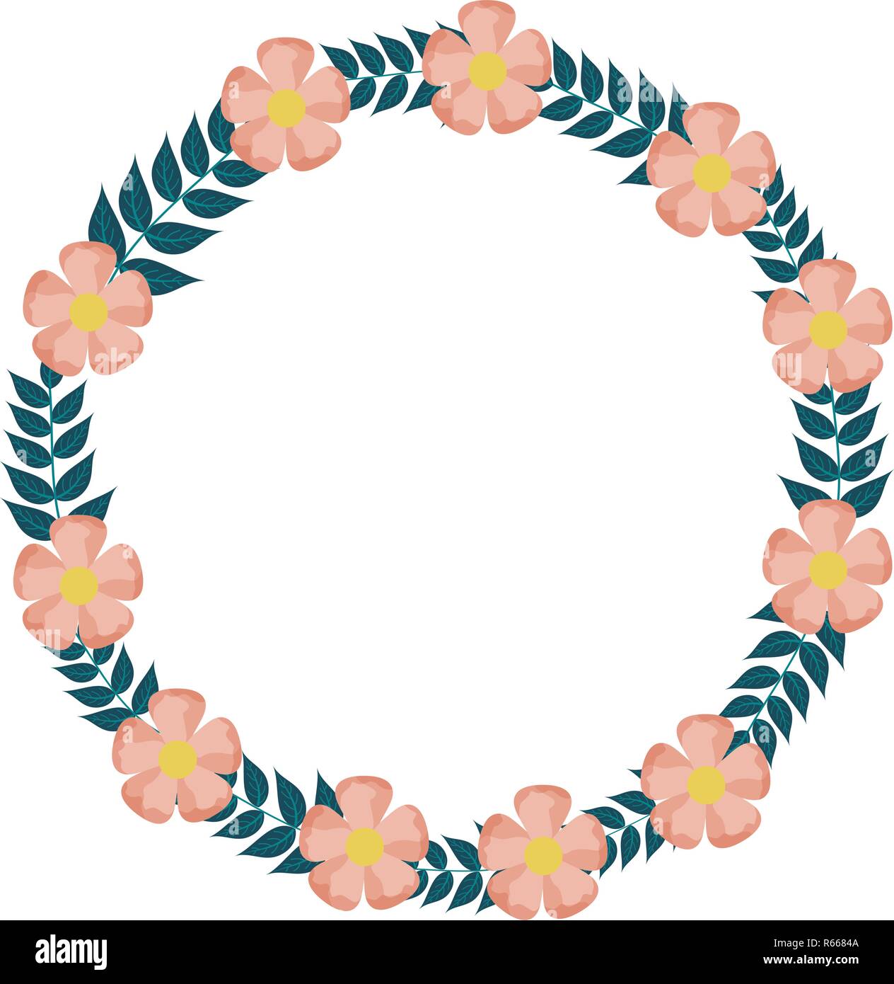 floral wreath flower decoration white background vector illustration ...