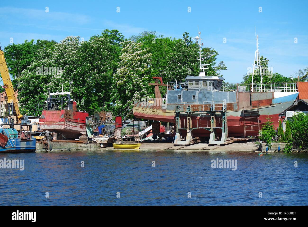 small shipyard by the river Stock Photo - Alamy