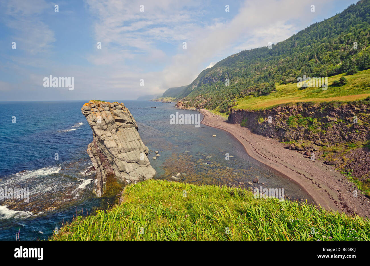 Coastal Panorama on a Remote Coast on the Green Gardens trail in Gros ...