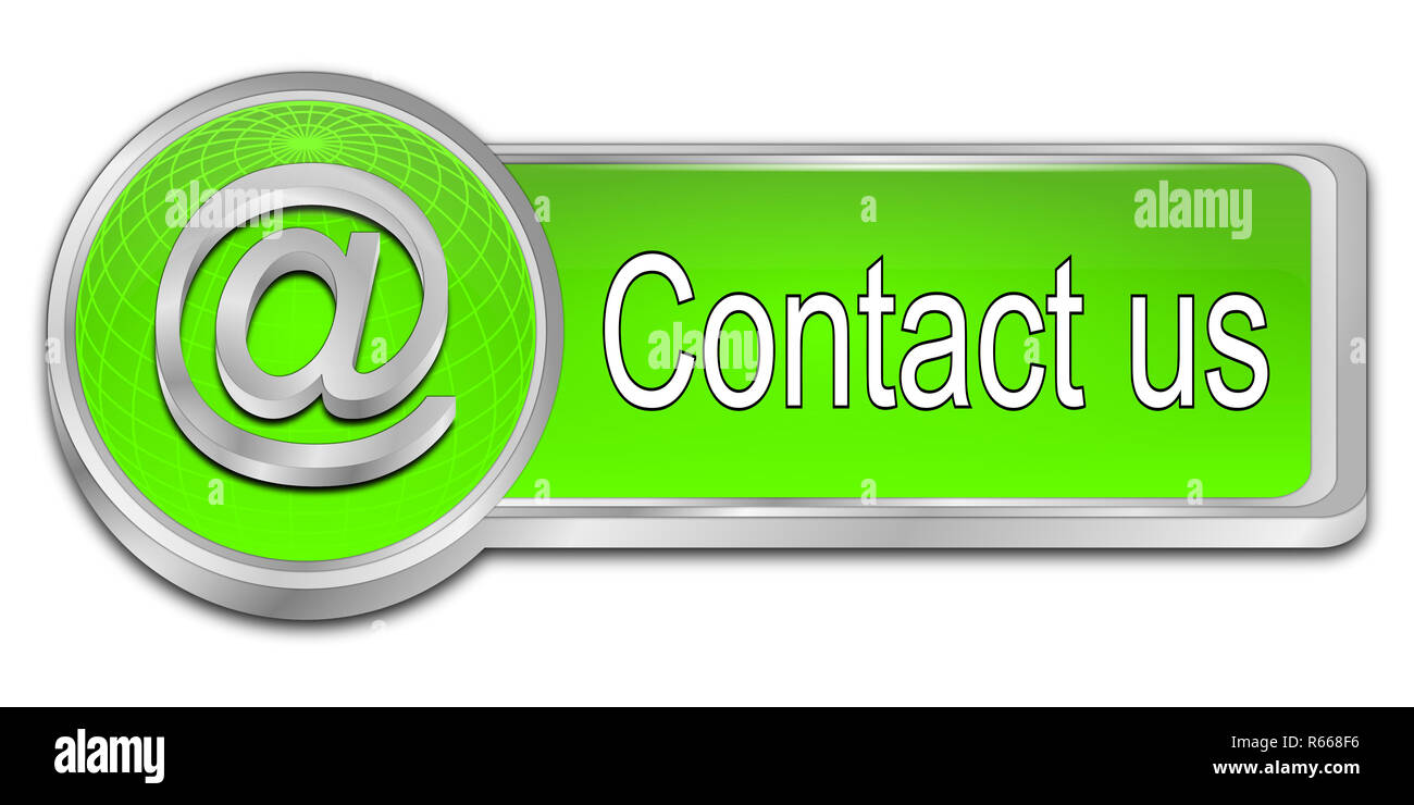glossy green Button contact us - 3D illustration Stock Photo - Alamy