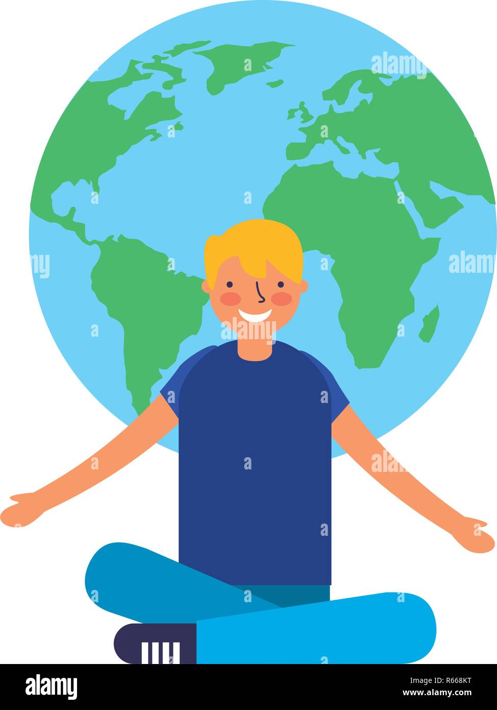 boy with map world education vector illustration Stock Vector Image ...