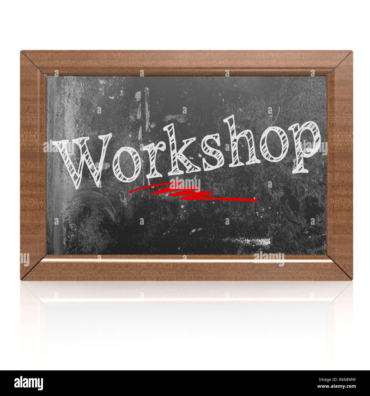 Workshop text written on blackboard Stock Photo - Alamy