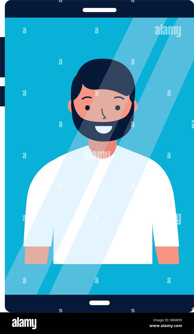 man on screen smartphone device vector illustration Stock Vector Image ...