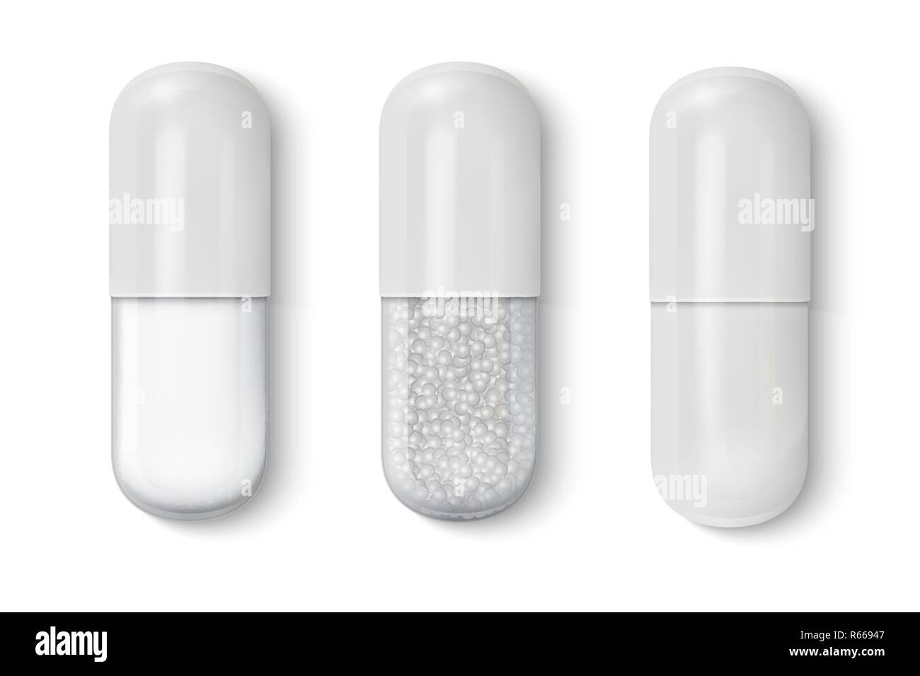 Vector 3d Realistic White and Transparent Medical Pill Icon Set Closeup ...