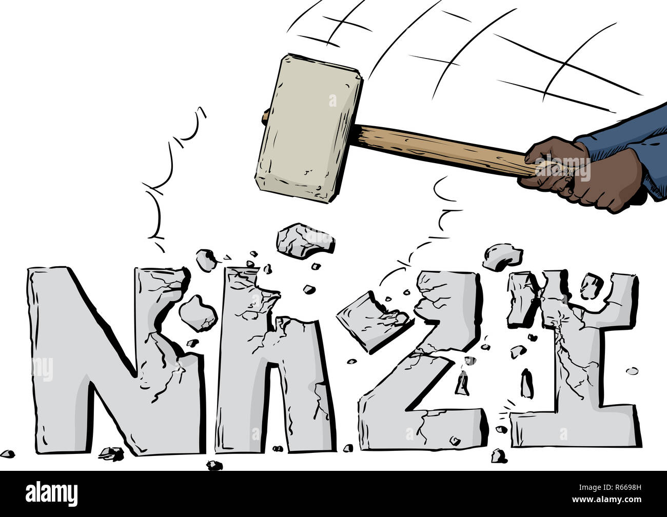 Breaking up nazi word with sledge hammer Stock Photo - Alamy