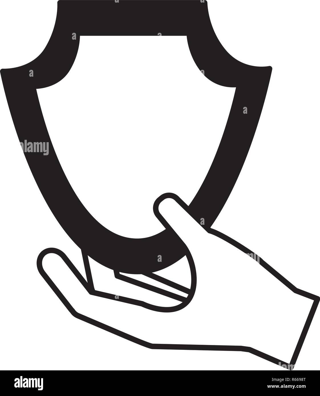 hand holding shield protection sign vector illustration Stock Vector ...