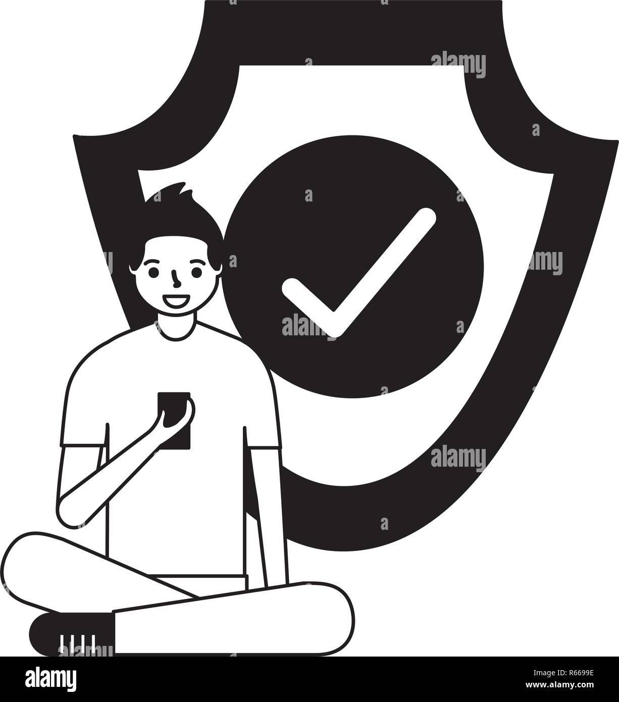 man using mobile shield protection Stock Vector Image & Art - Alamy