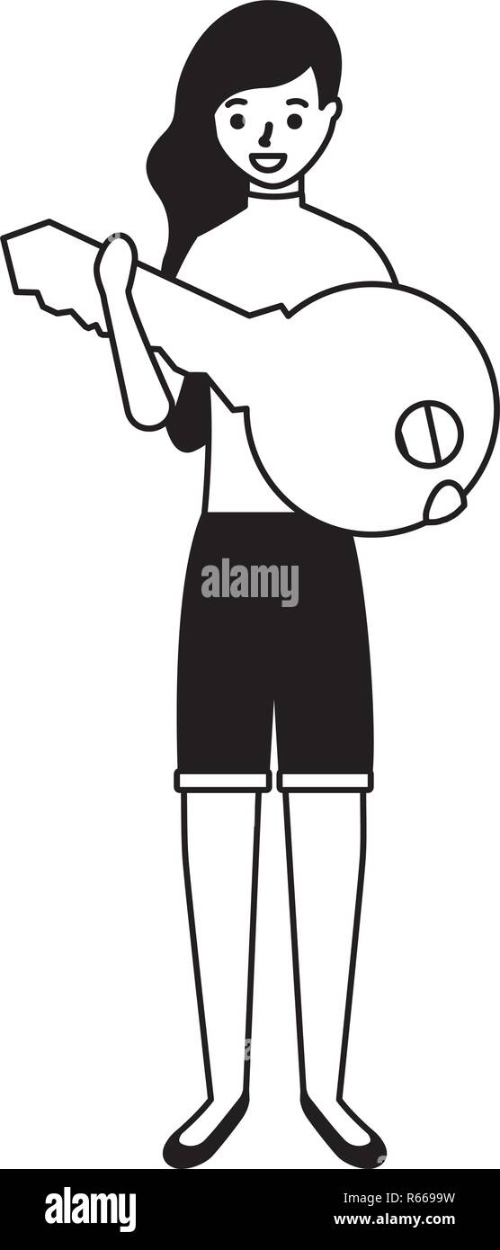 woman holding key protection safe Stock Vector Image & Art - Alamy