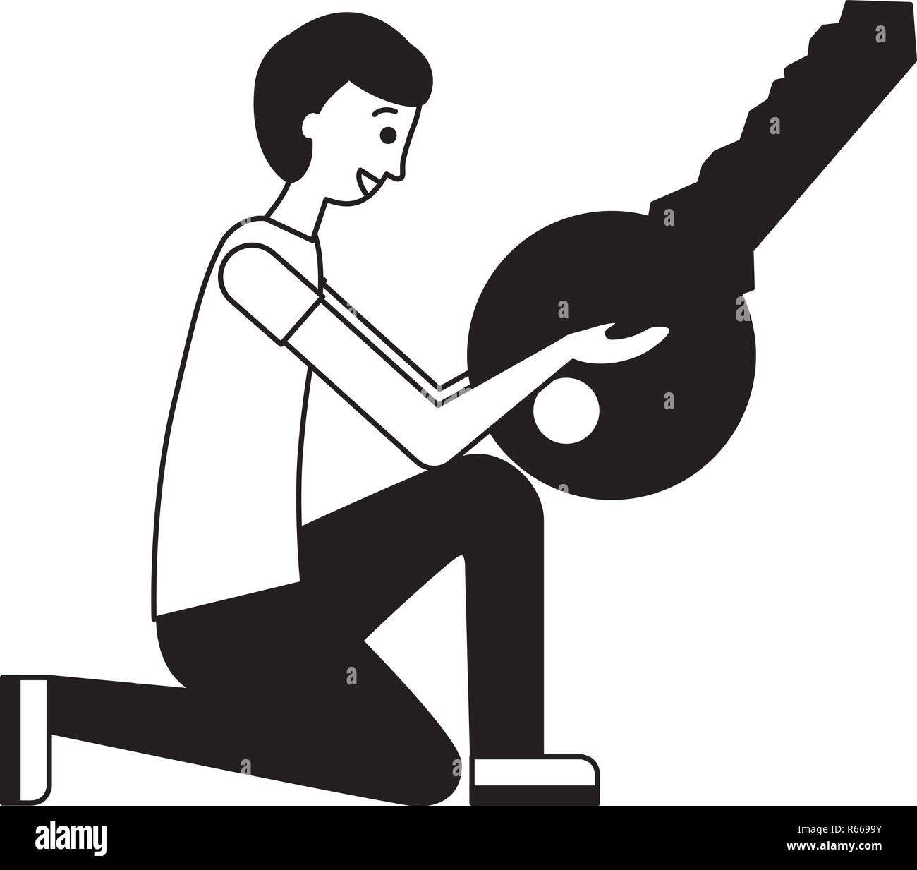 man with key security protection Stock Vector Image & Art - Alamy