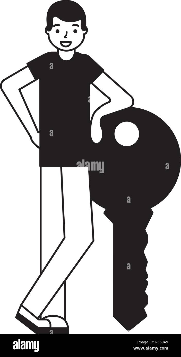 man with key security protection Stock Vector Image & Art - Alamy