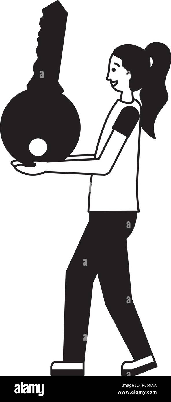 woman holding key protection safe Stock Vector Image & Art - Alamy