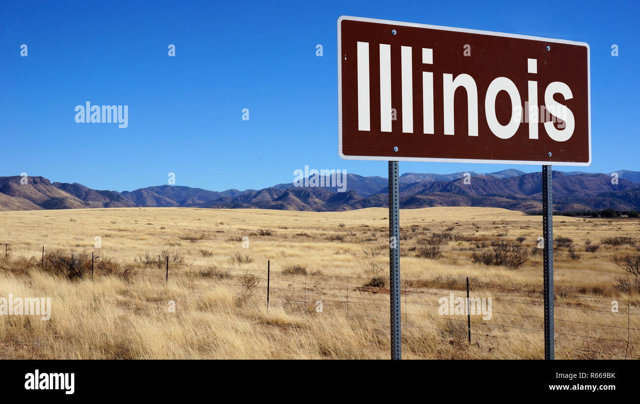 Illinois brown road sign Stock Photo - Alamy