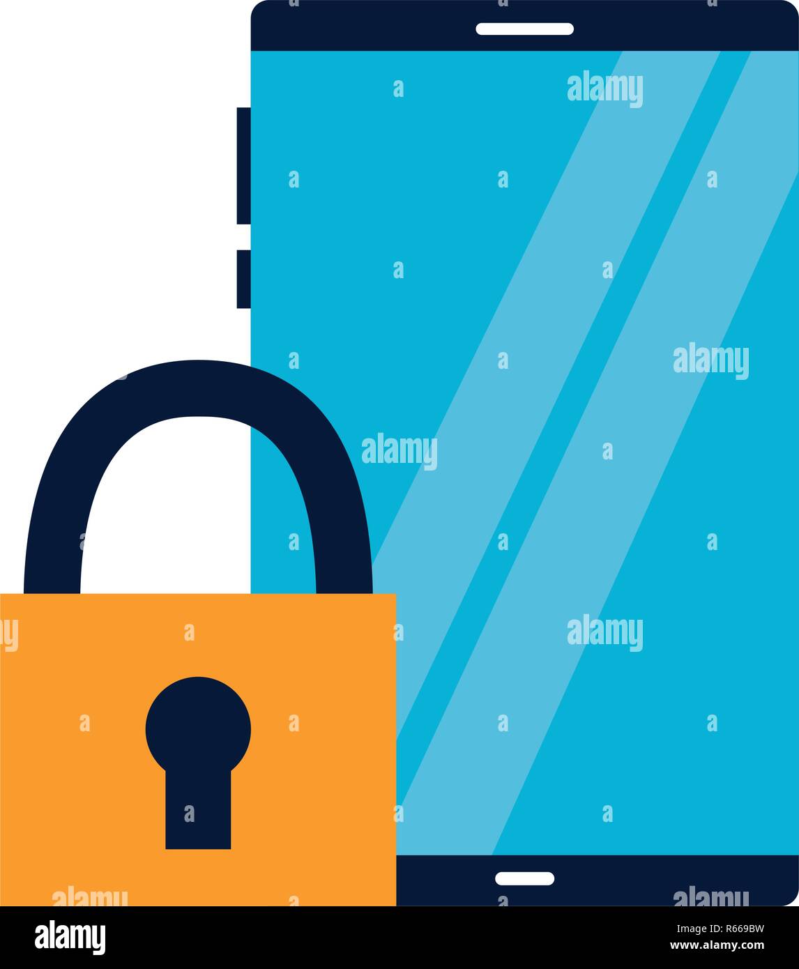 smartphone technology security on white background Stock Vector Image ...