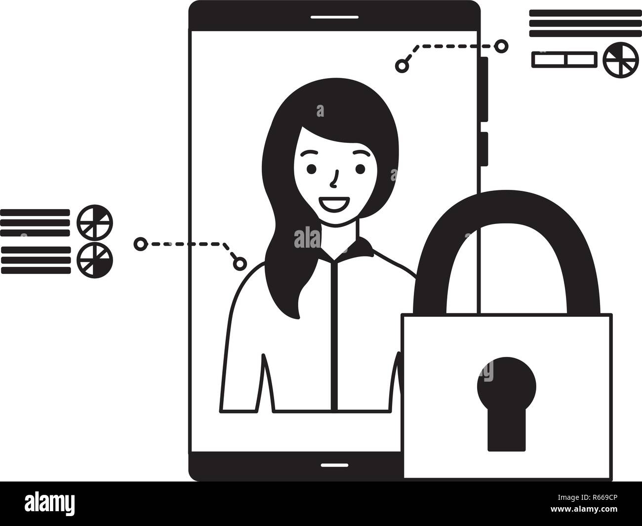 woman smartphone security face scan Stock Vector Image & Art - Alamy