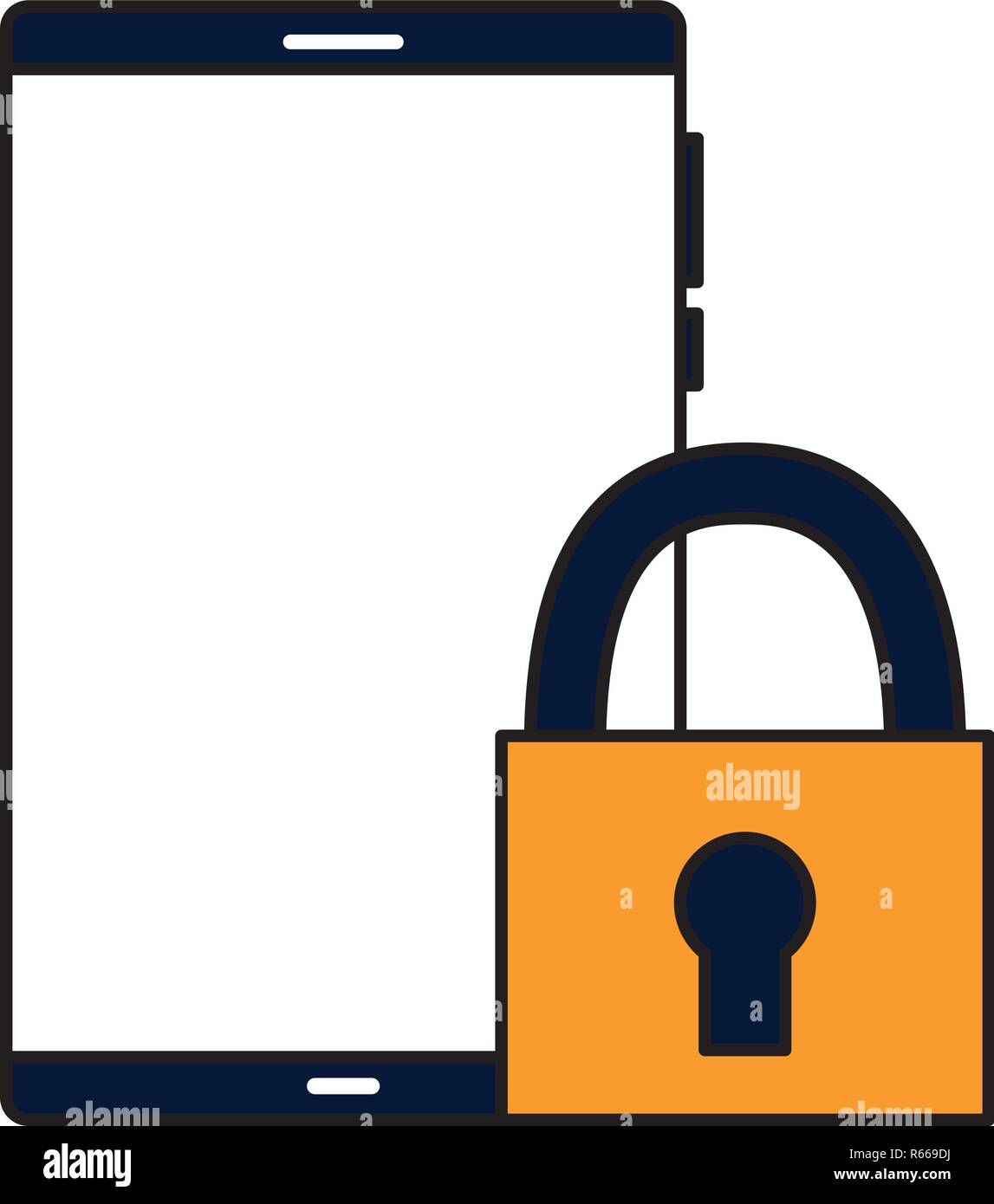 smartphone technology security on white background Stock Vector Image ...