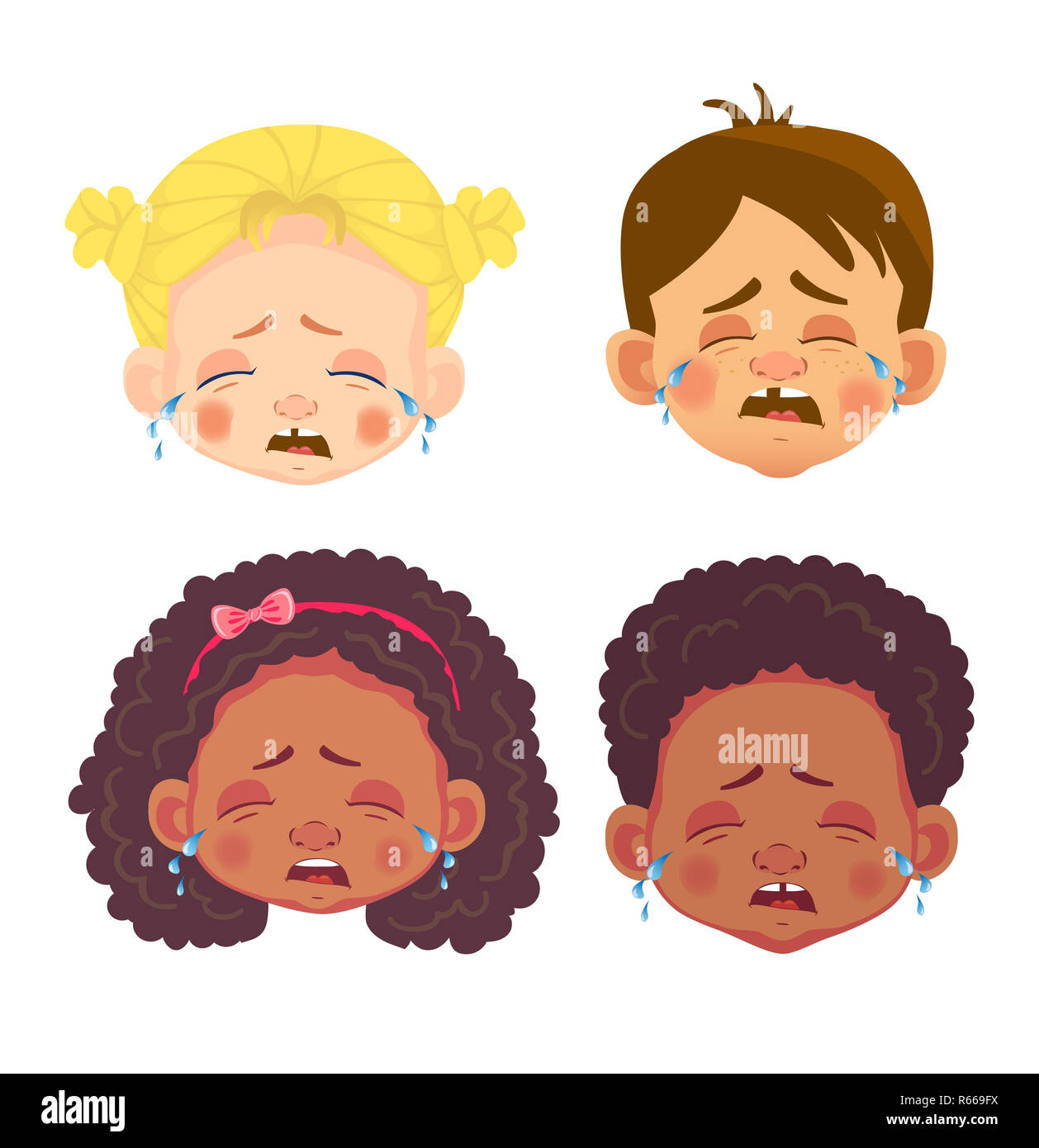 Girls and boys character set. Head icon. Face illustration Stock Photo ...