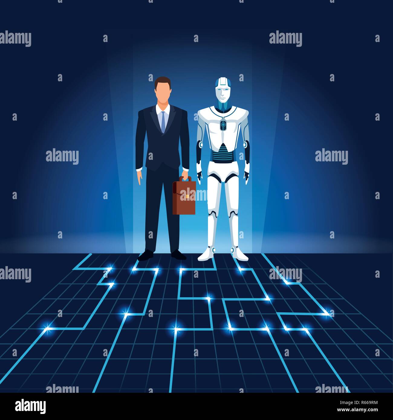 humanoid robot and businessman Stock Vector Image & Art - Alamy