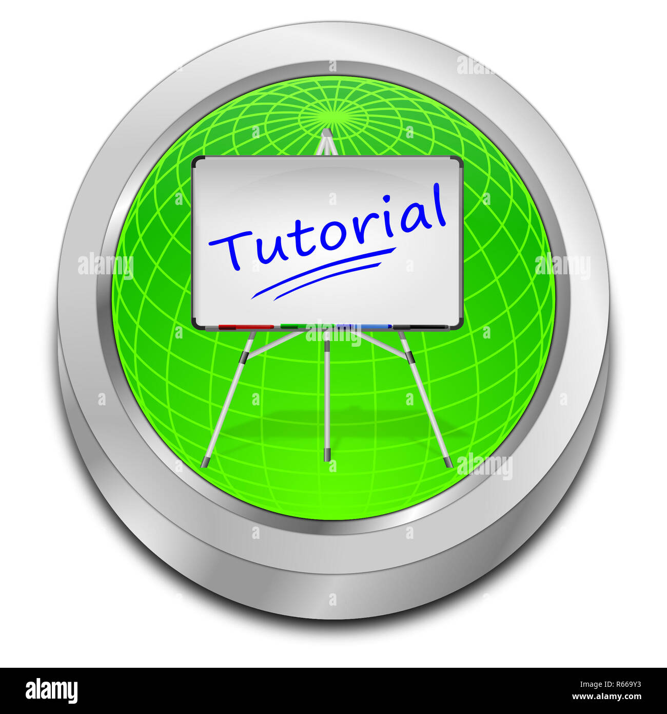 glossy green Tutorial Button - 3D illustration Stock Photo - Alamy